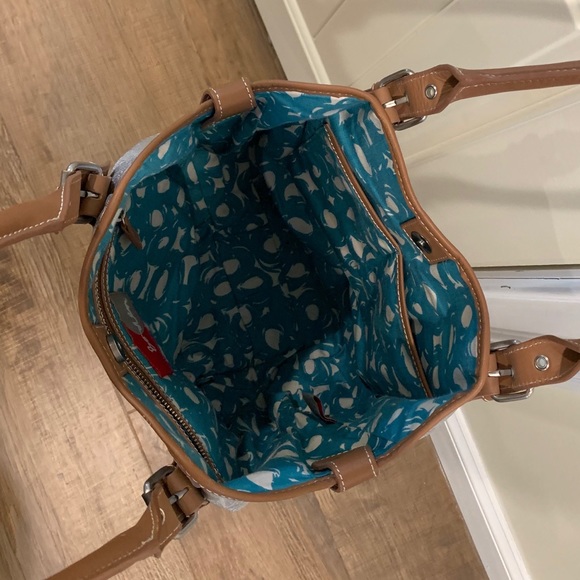 Boden | Bags | Boden Silver Coated Canvas Leather Tote | Poshmark